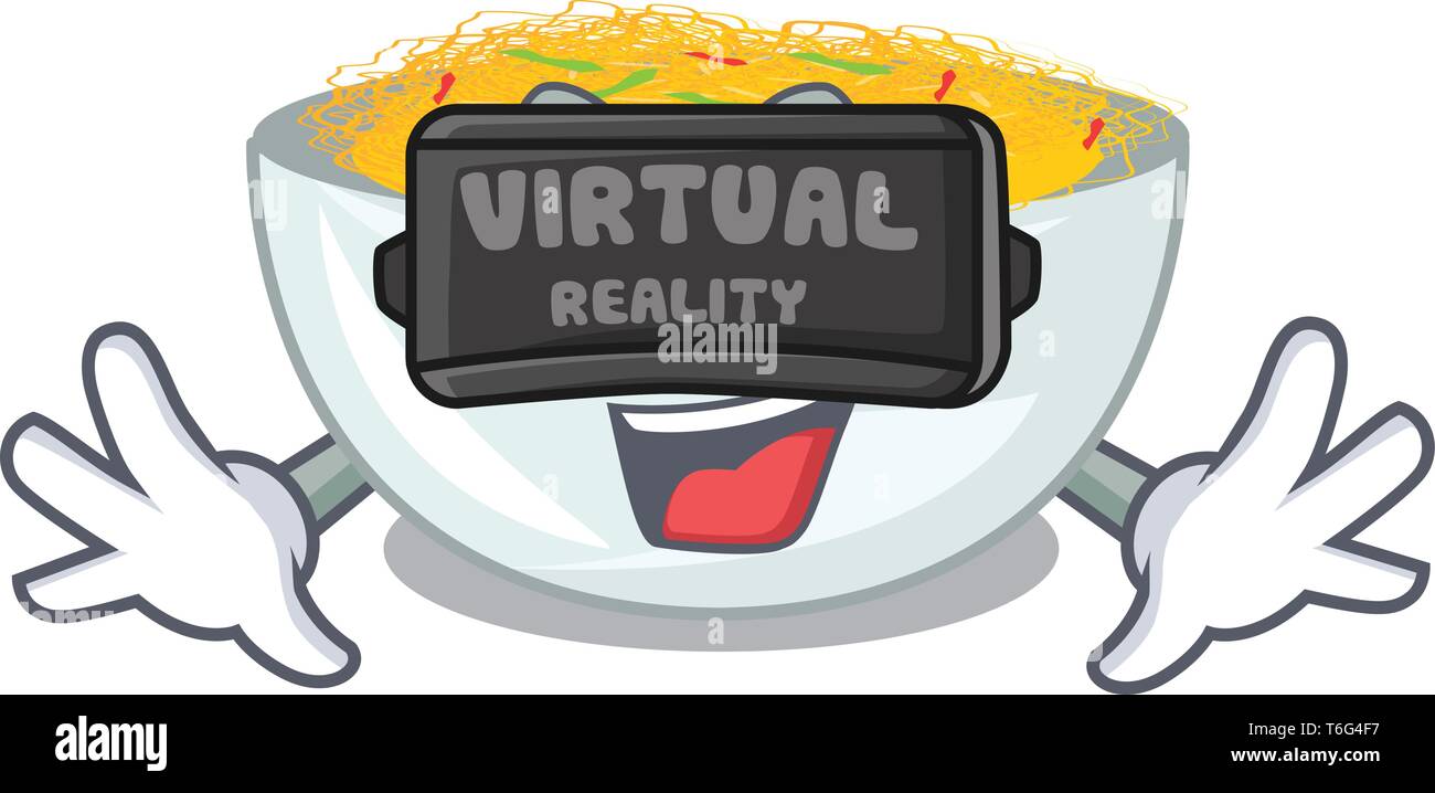 Virtual reality Fried noodles served on cartoon pan Stock Vector Image ...