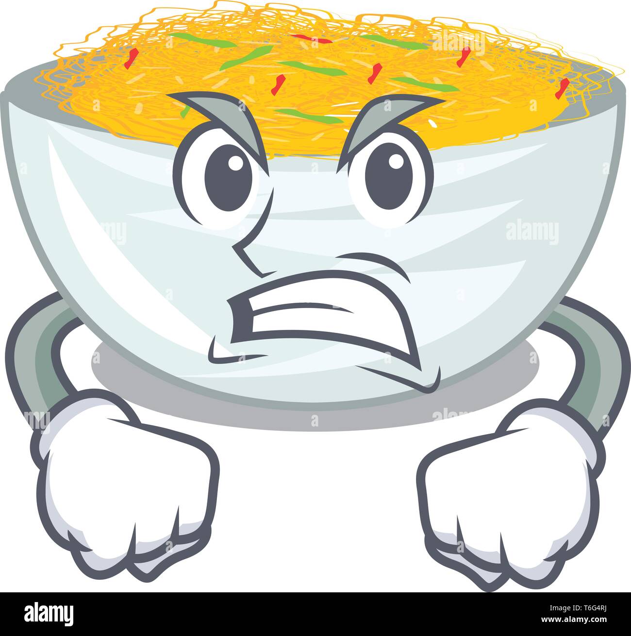 Angry Fried noodles served on cartoon pan Stock Vector Image & Art - Alamy