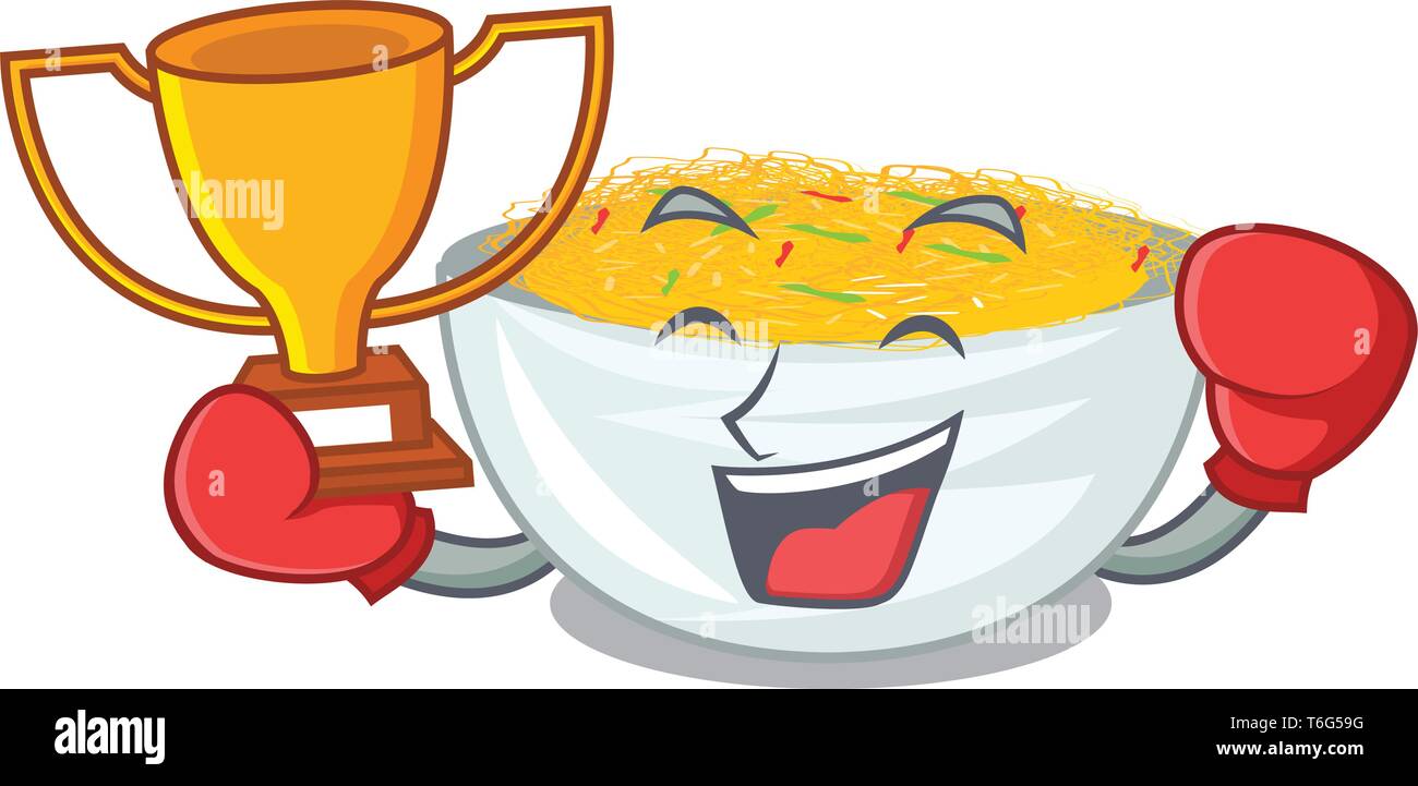 Boxing winner fried noodles in the mascot shape Stock Vector Image ...