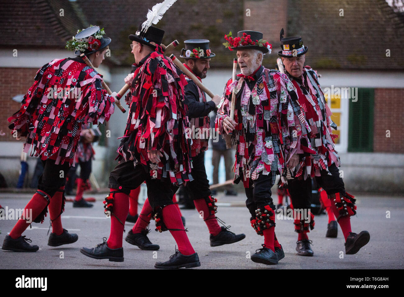 Runnymede, UK. 1st May, 2019. Datchet Border Morris provide a display ...
