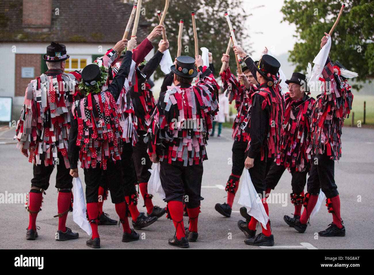 Runnymede, UK. 1st May, 2019. Datchet Border Morris provide a display ...