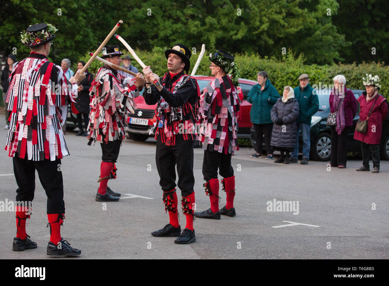 Runnymede, UK. 1st May, 2019. Datchet Border Morris provide a display ...