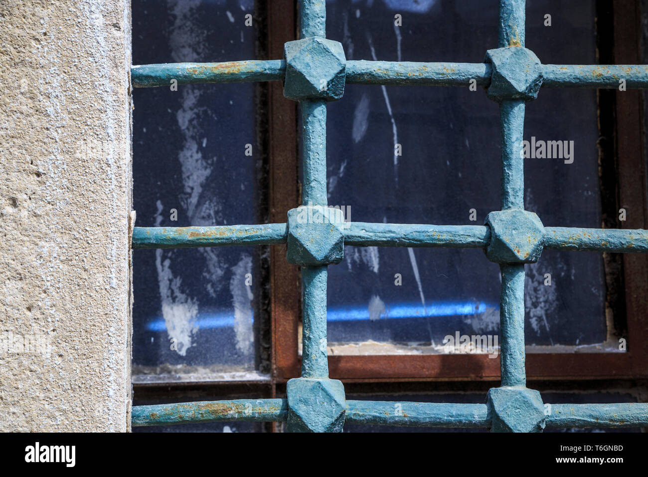very old bars on old Windows Stock Photo - Alamy