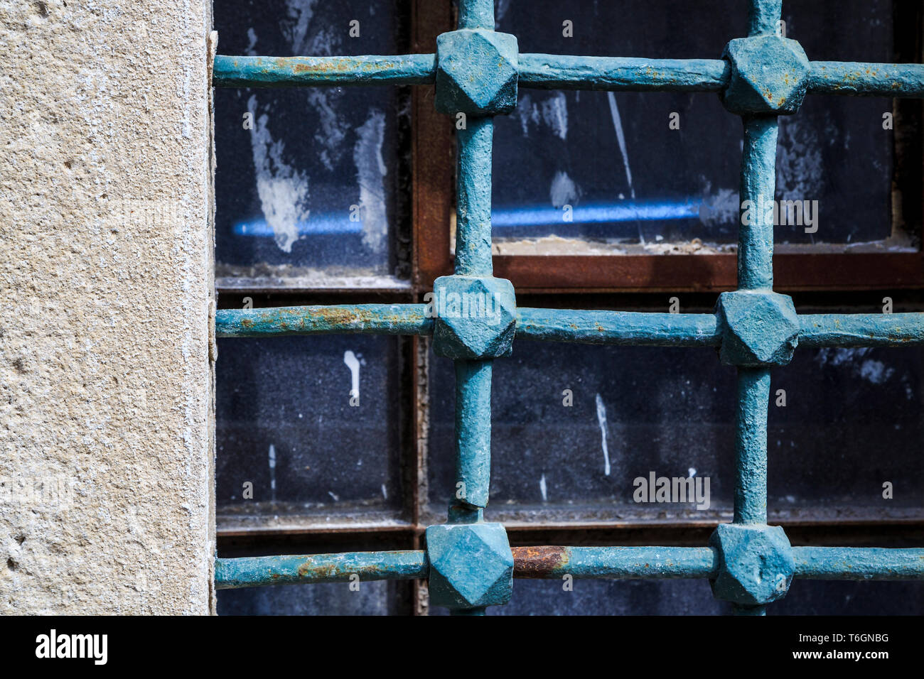 very old bars on old Windows Stock Photo - Alamy