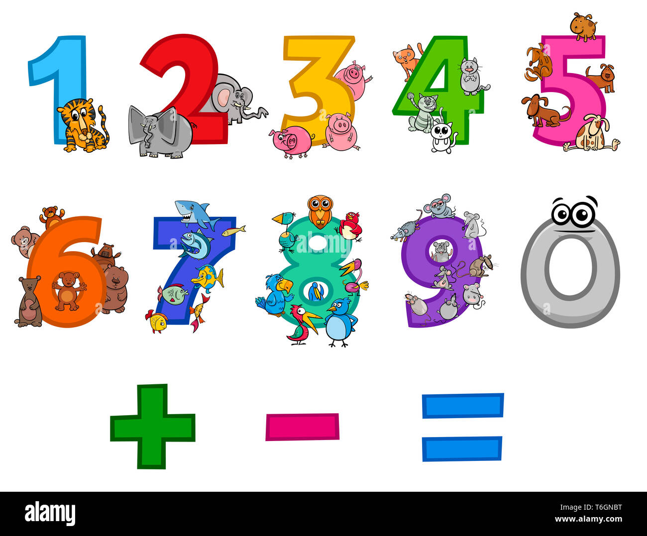 educational numbers set with cartoon animals Stock Photo - Alamy