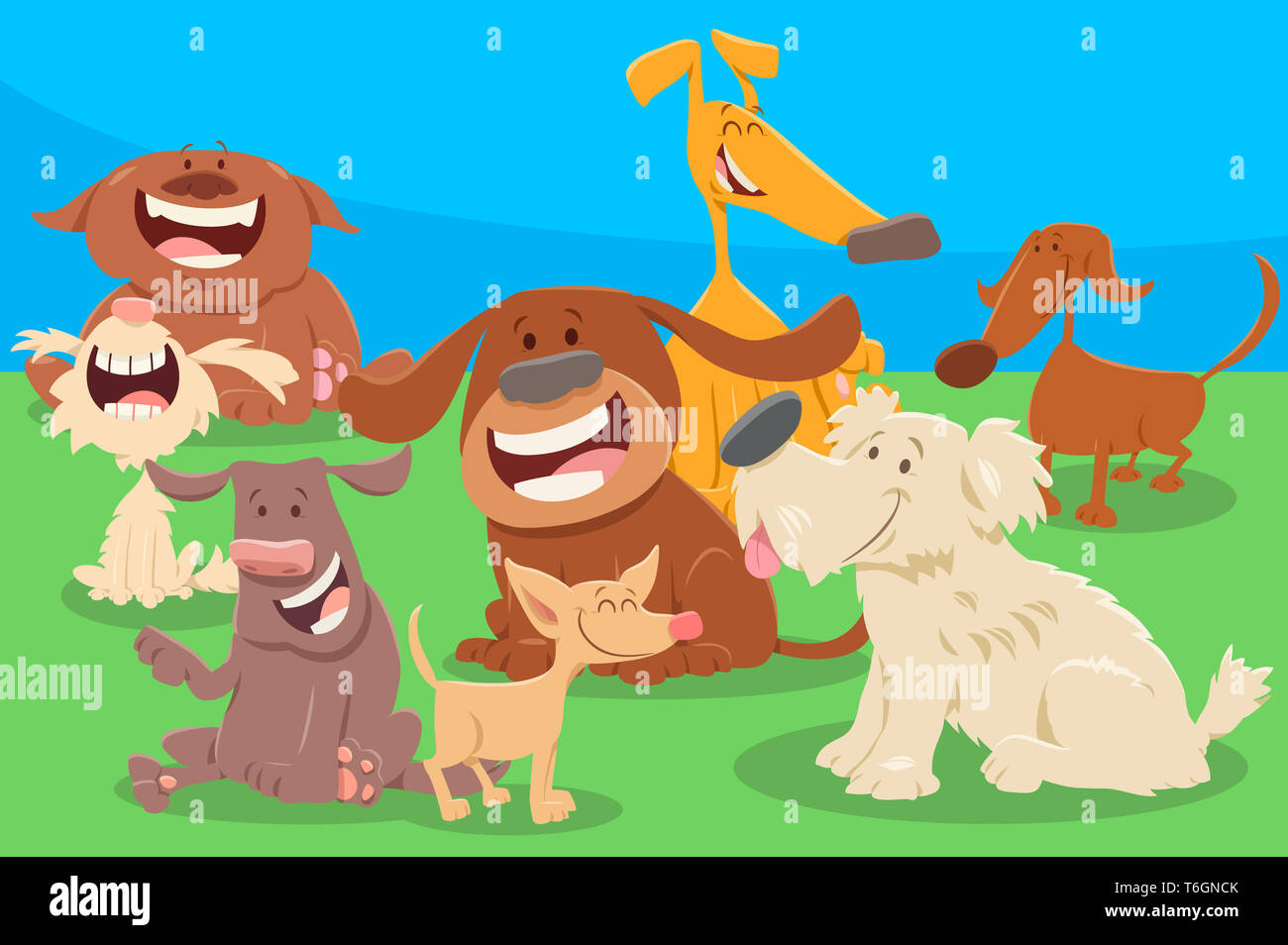 cute dogs cartoon characters group Stock Photo - Alamy