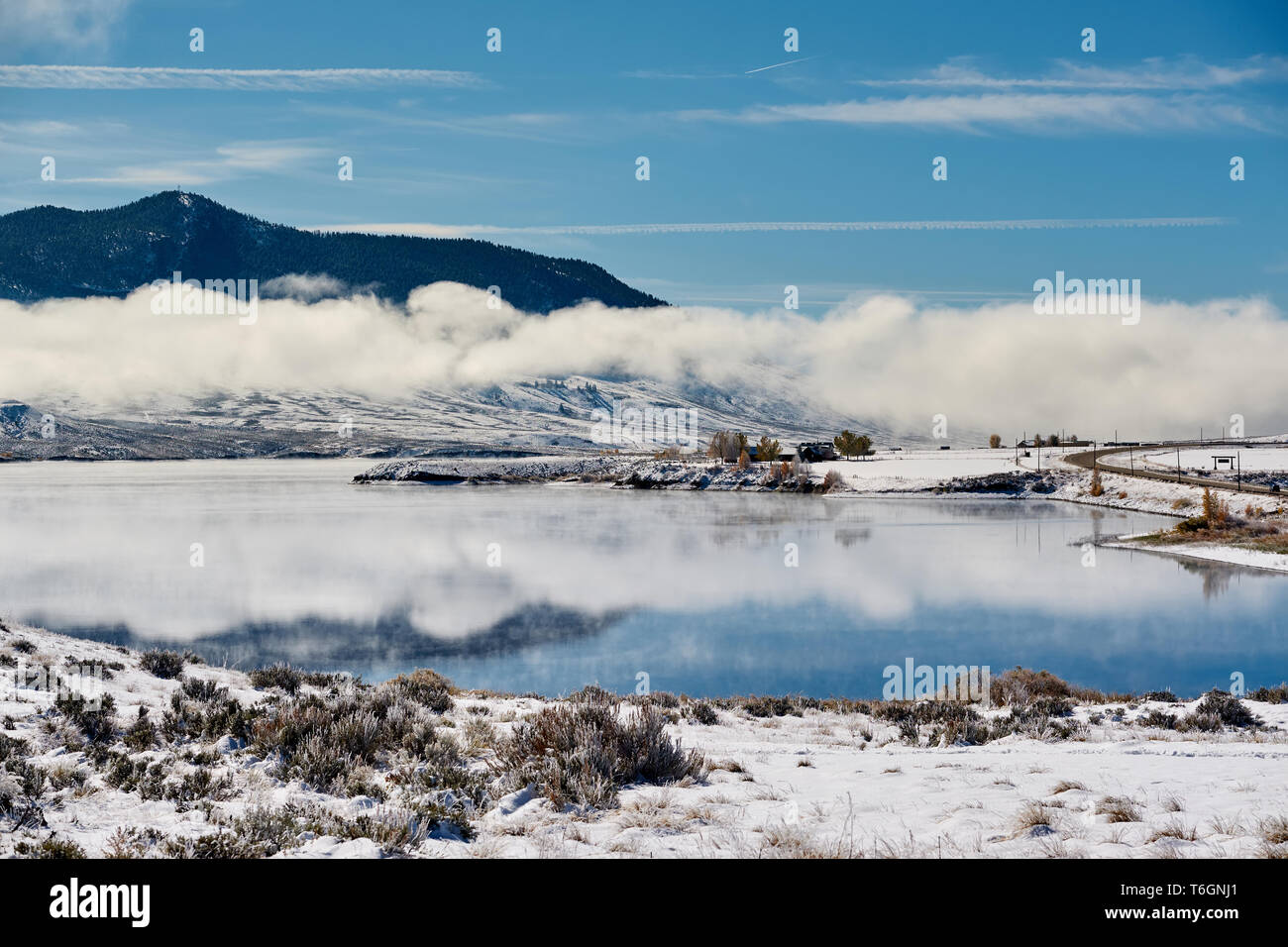 Winter landscape with Wolford Mountain Reservoir Stock Photo - Alamy