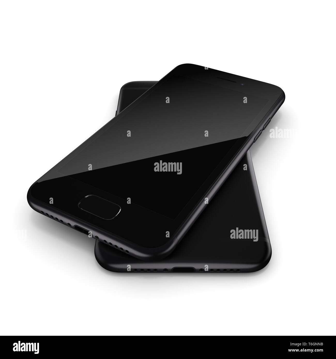 3D rendering black matt smart phone with black screen Stock Photo - Alamy