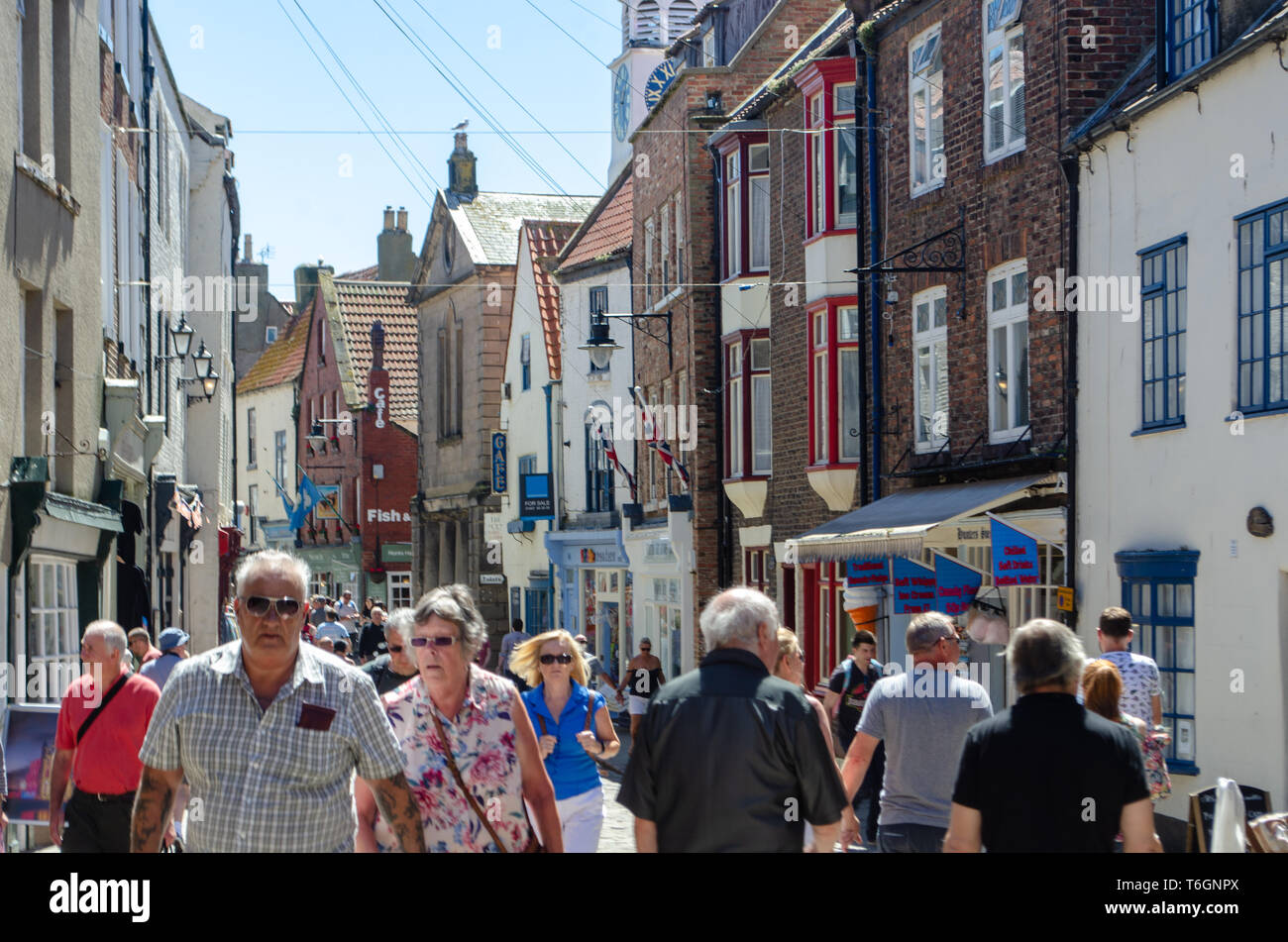 Crowded street in Whitby popular tourist town Stock Photo - Alamy