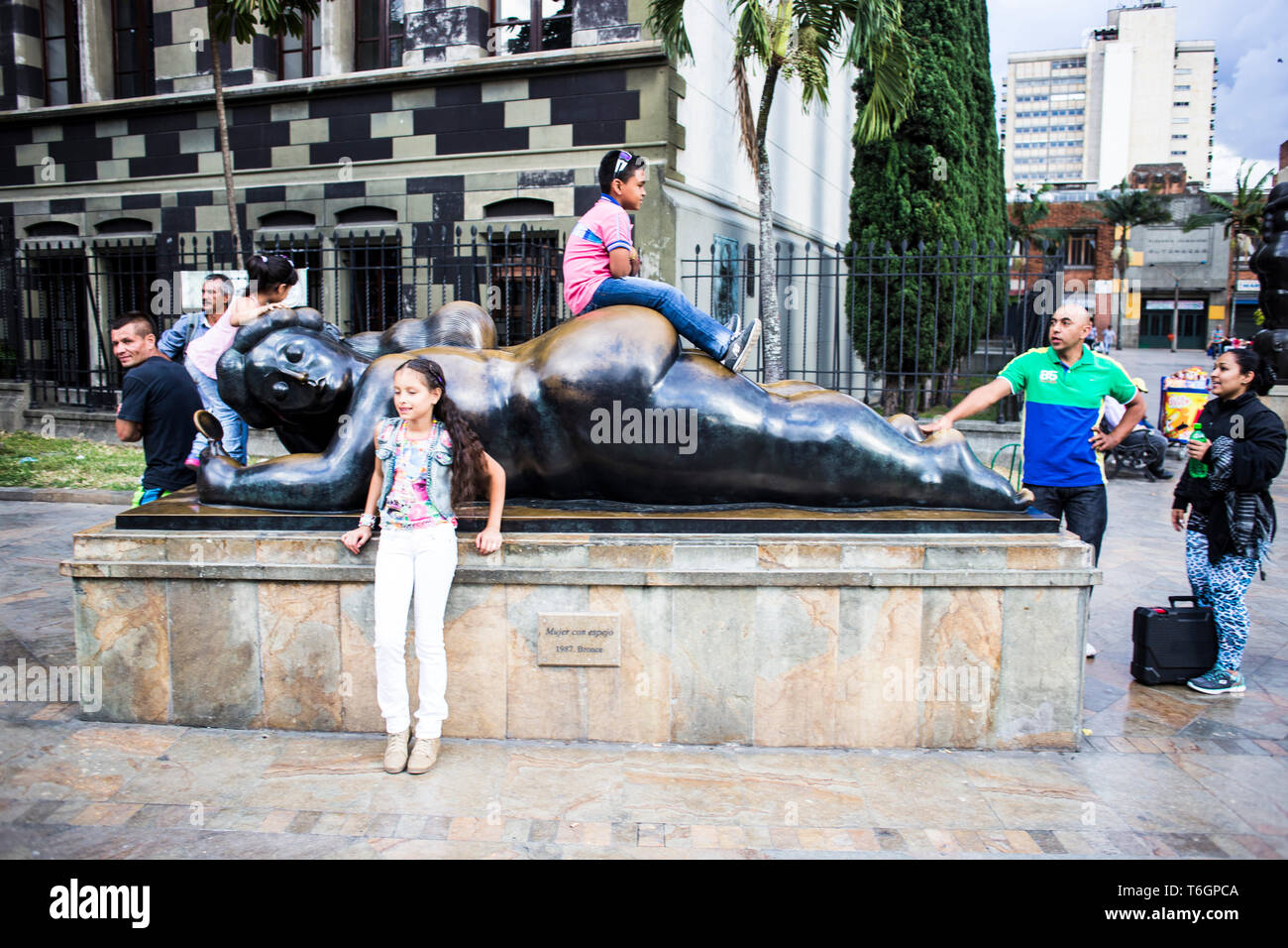 Sculptures and people in Fernando Botero Square Stock Photo - Alamy