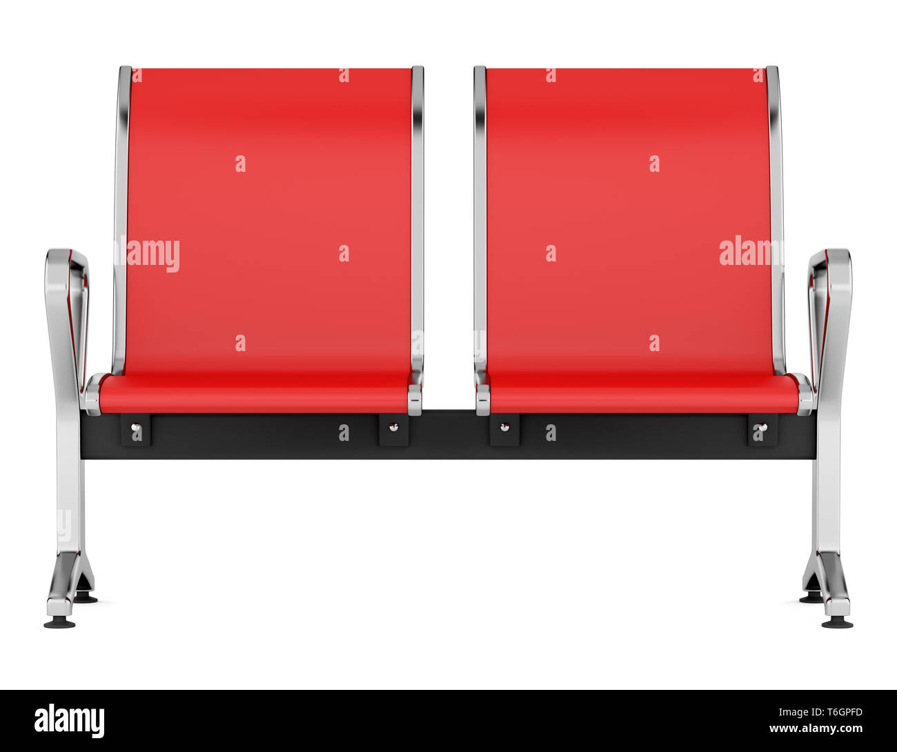 red waiting chairs isolated on white background Stock Photo - Alamy