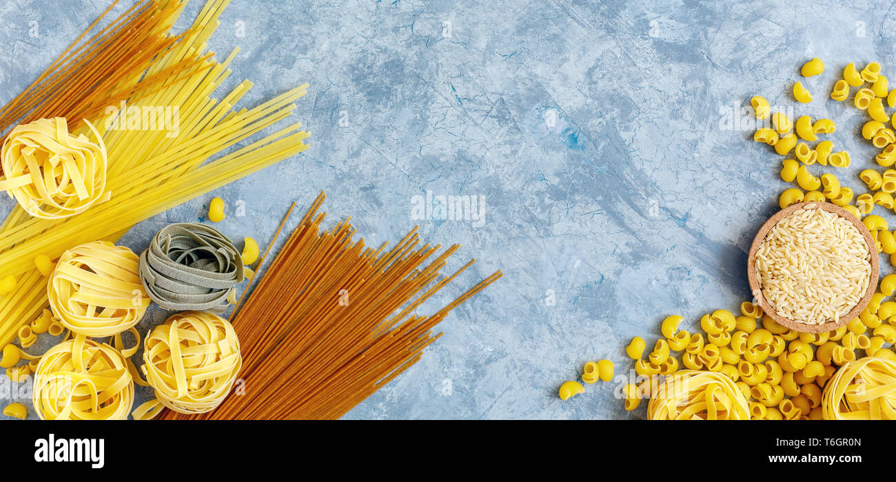 Different types of pasta from durum wheat Stock Photo - Alamy