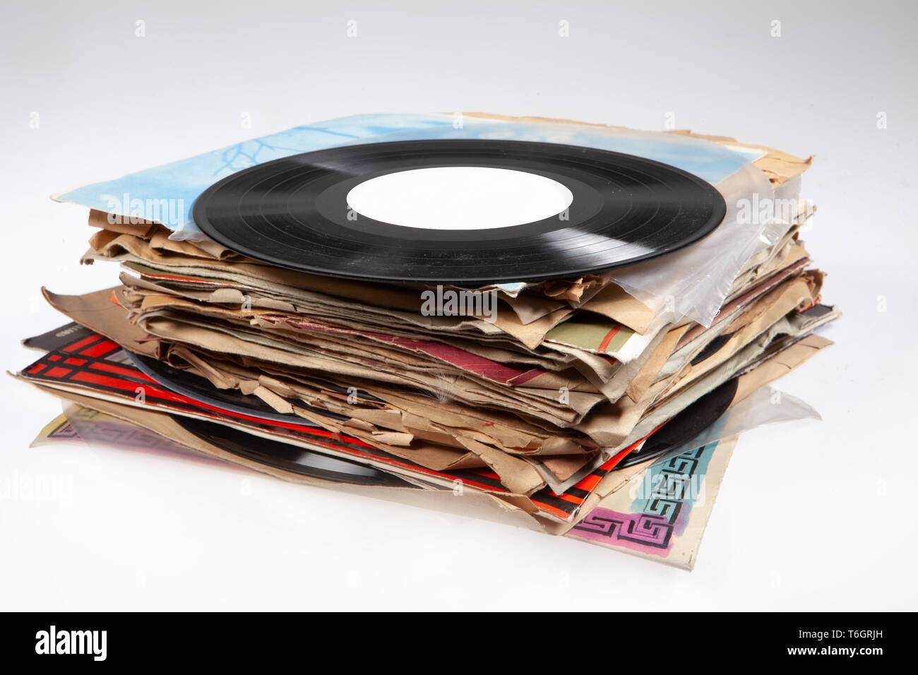 Batch Of Old Vinyl Discs Stock Photo - Alamy
