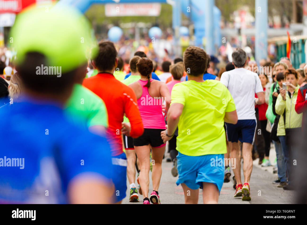 Running crowd at the marathon Stock Photo - Alamy