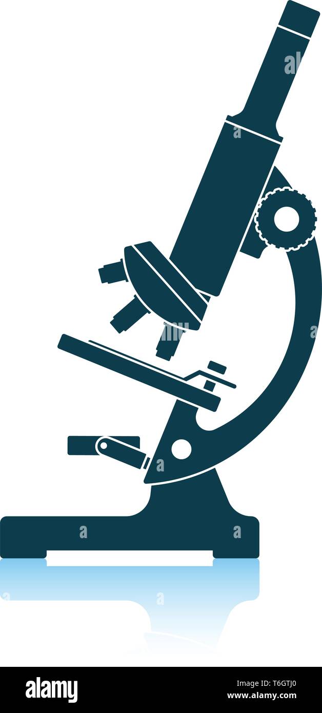 Icon of chemistry microscope. Shadow reflection design. Vector ...