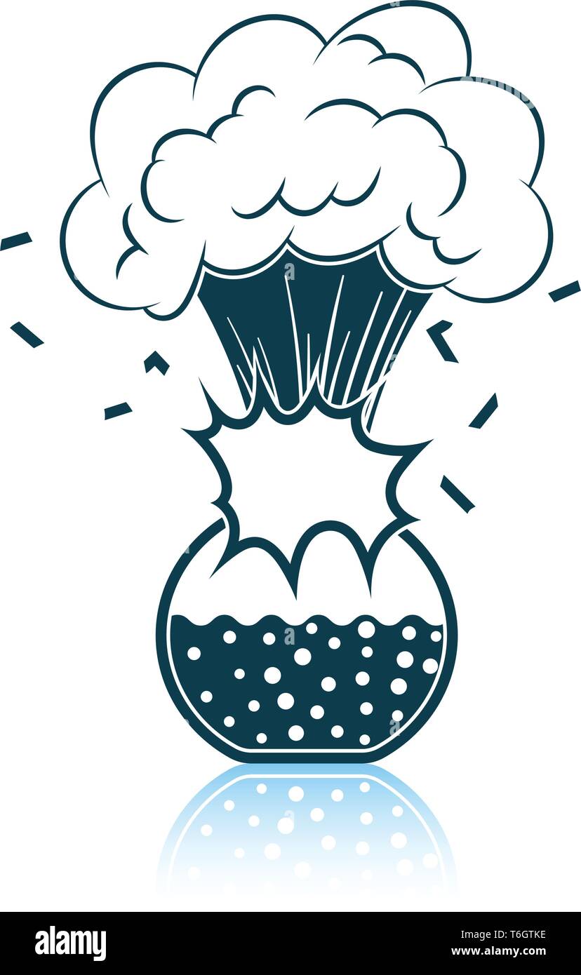 Icon explosion of chemistry flask. Shadow reflection design. Vector ...