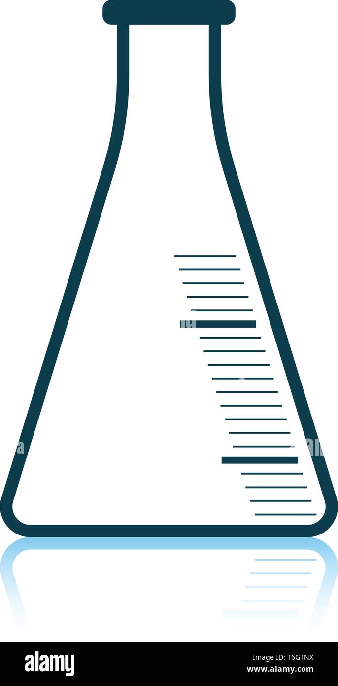 Icon of chemistry cone flask. Shadow reflection design. Vector ...