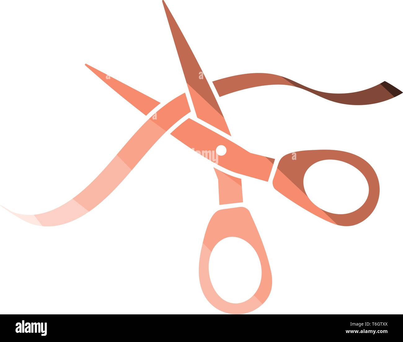Ceremony ribbon cut icon. Flat color design. Vector illustration Stock ...
