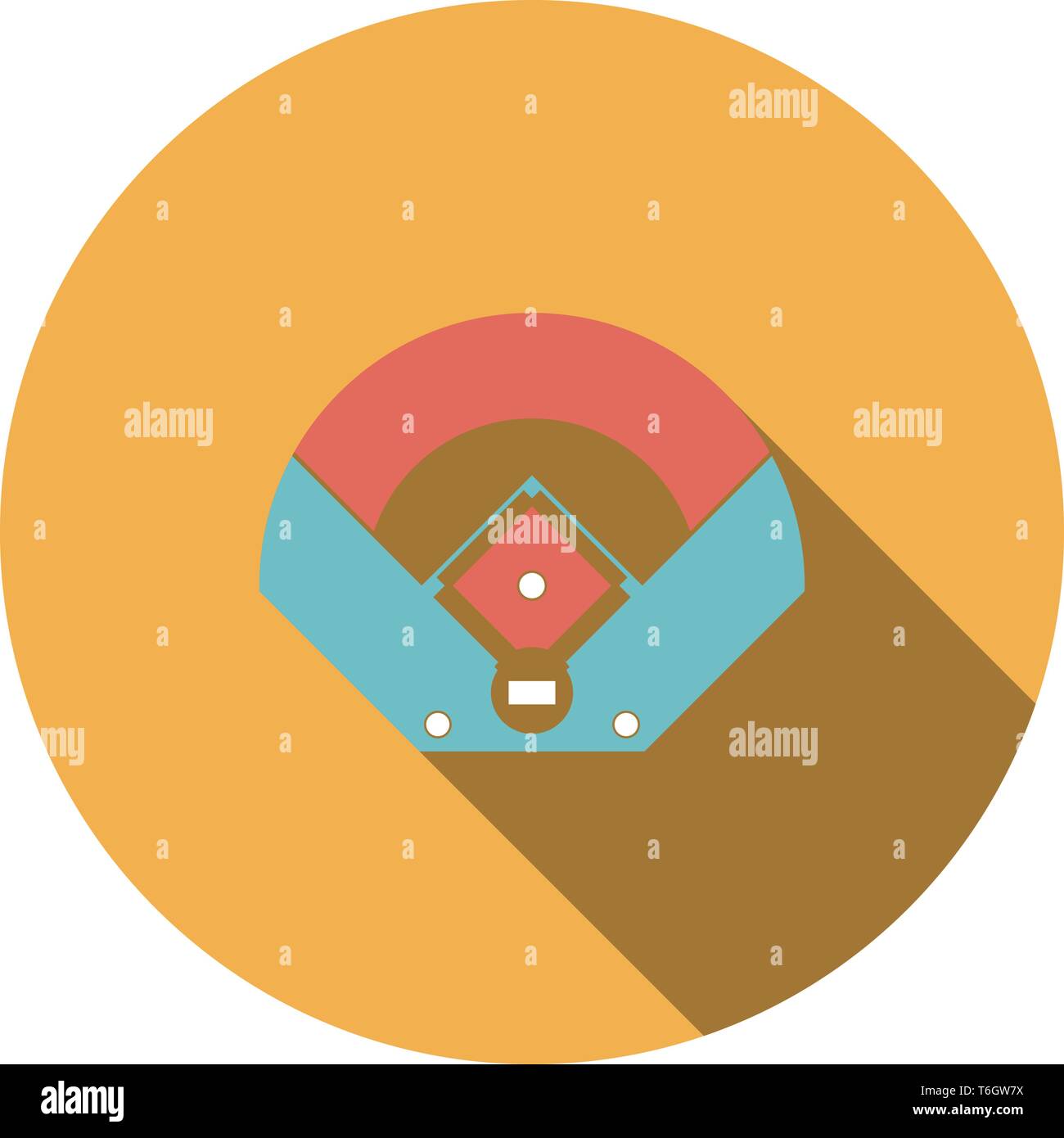 Baseball Field Aerial View Icon. Flat Circle Stencil Design With Long ...