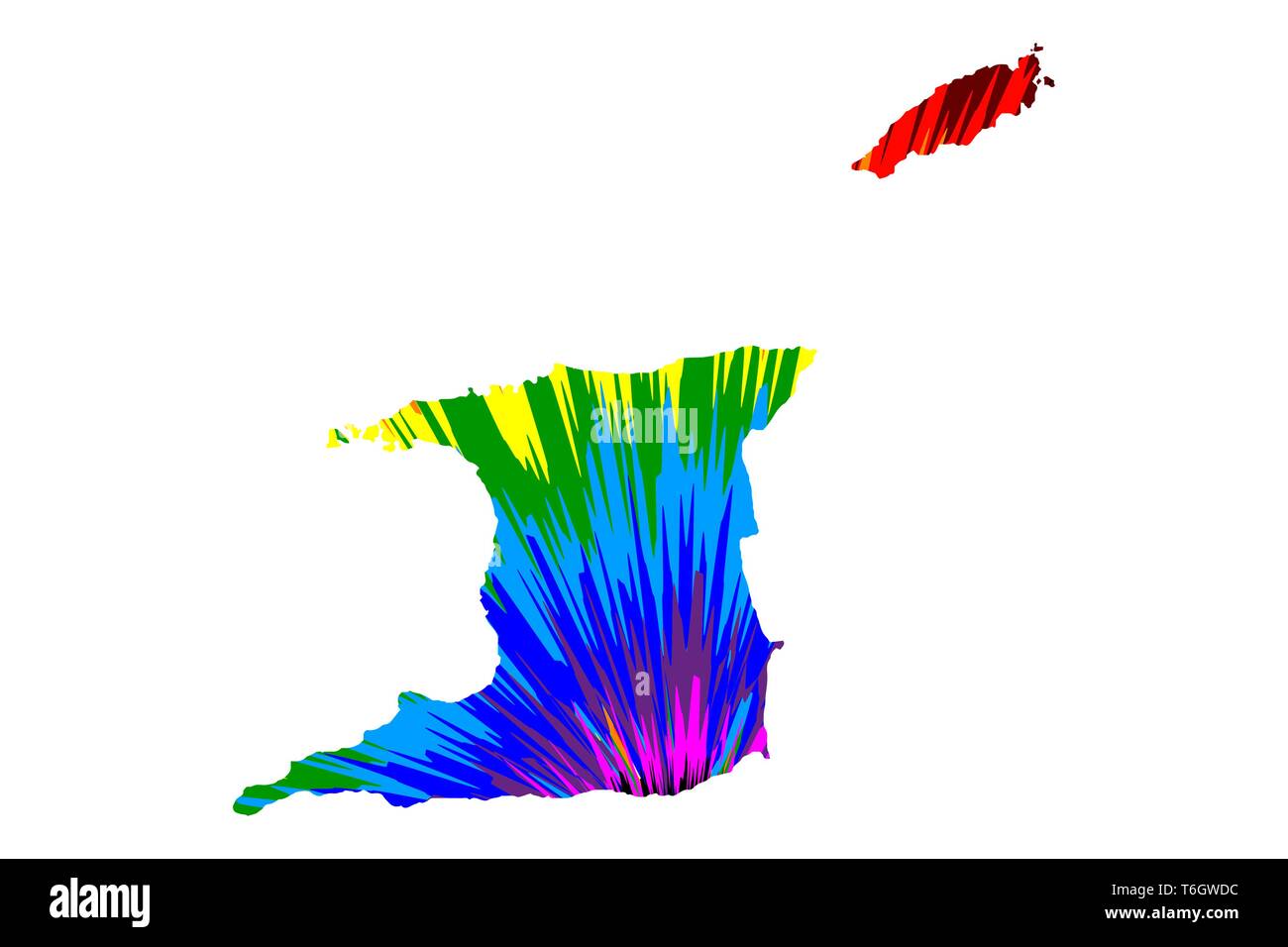 Trinidad and Tobago - map is designed rainbow abstract colorful pattern ...