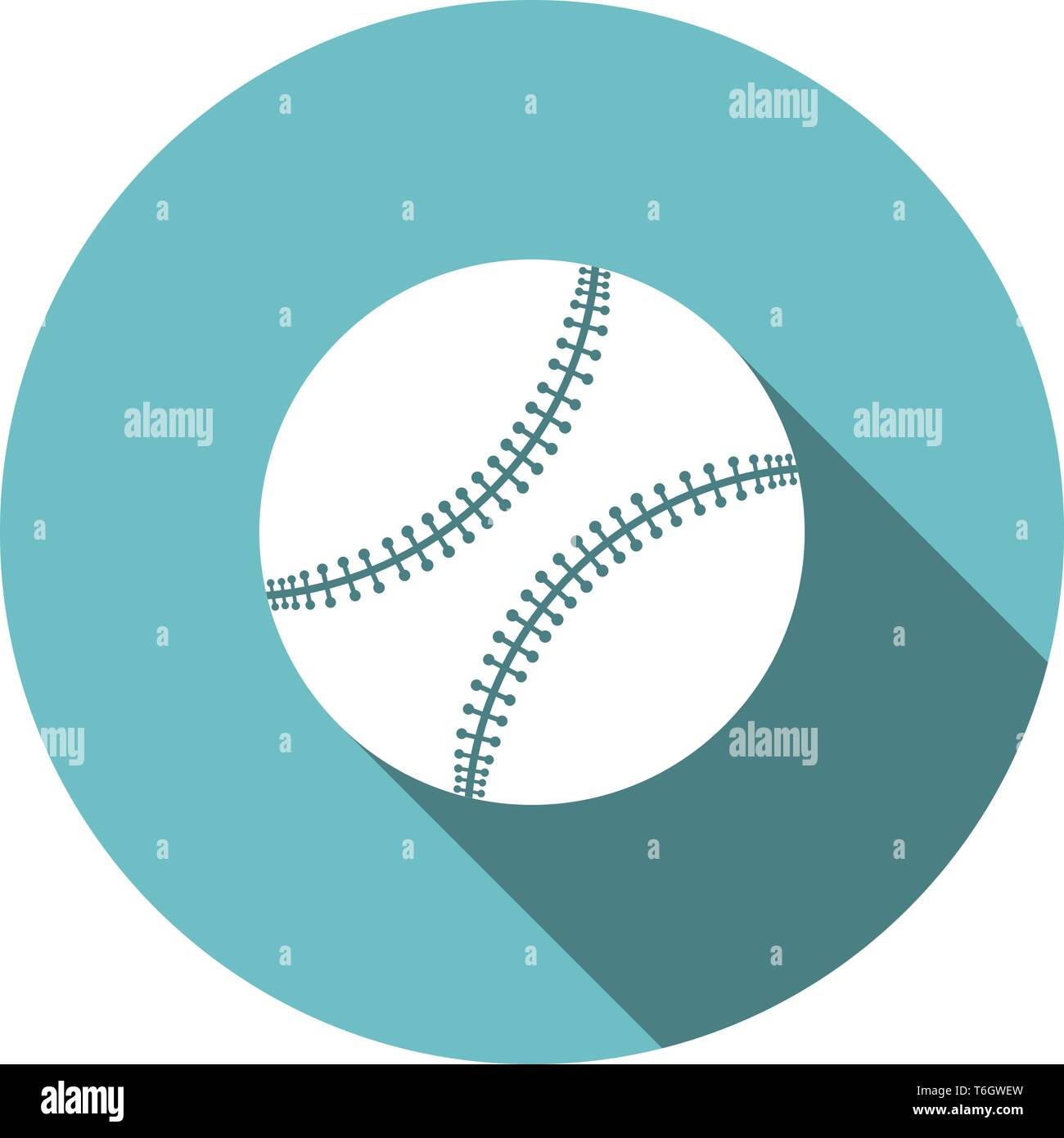 Baseball Ball Icon. Flat Circle Stencil Design With Long Shadow. Vector ...