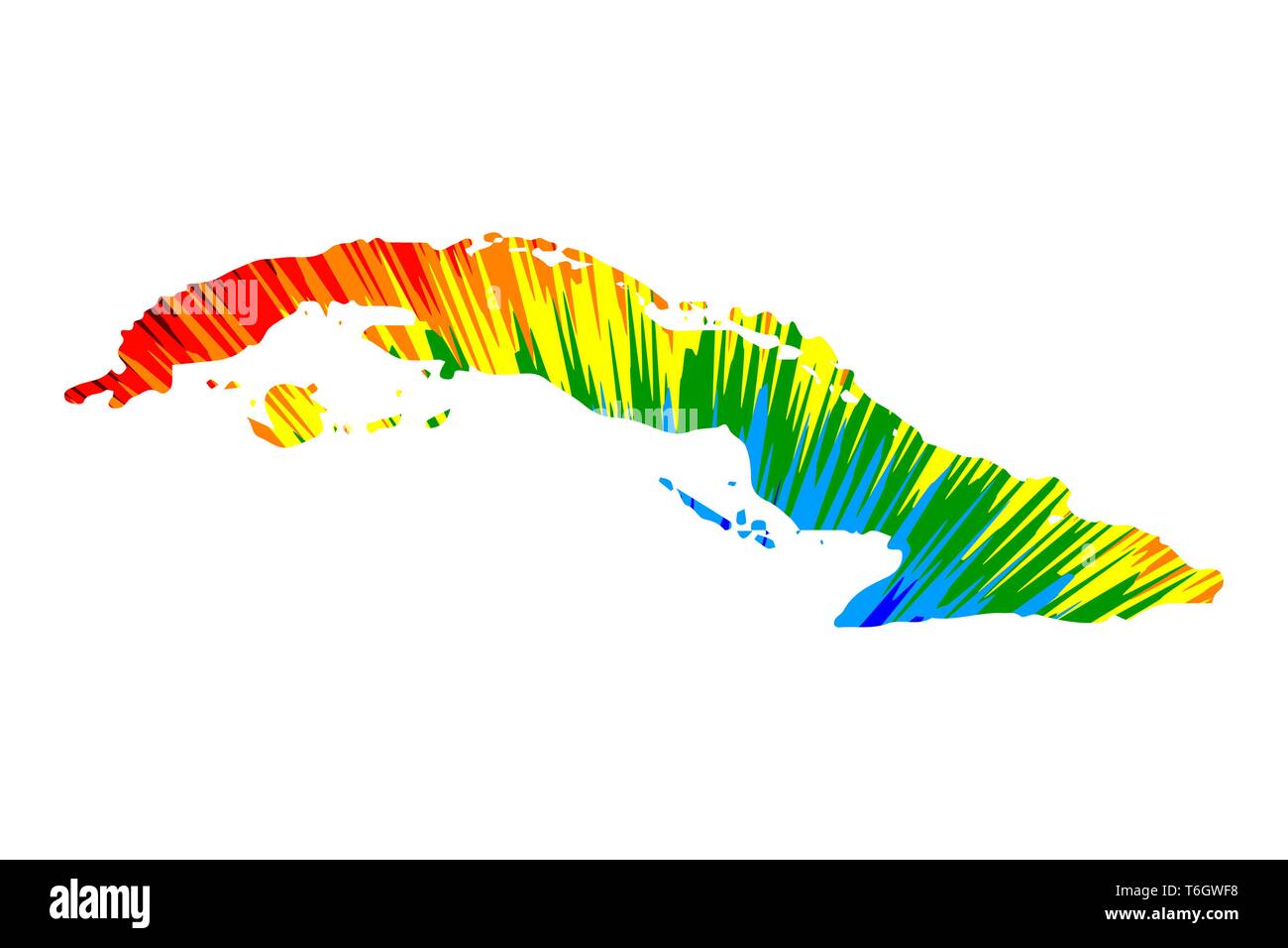 Cuba island - map is designed rainbow abstract colorful pattern ...