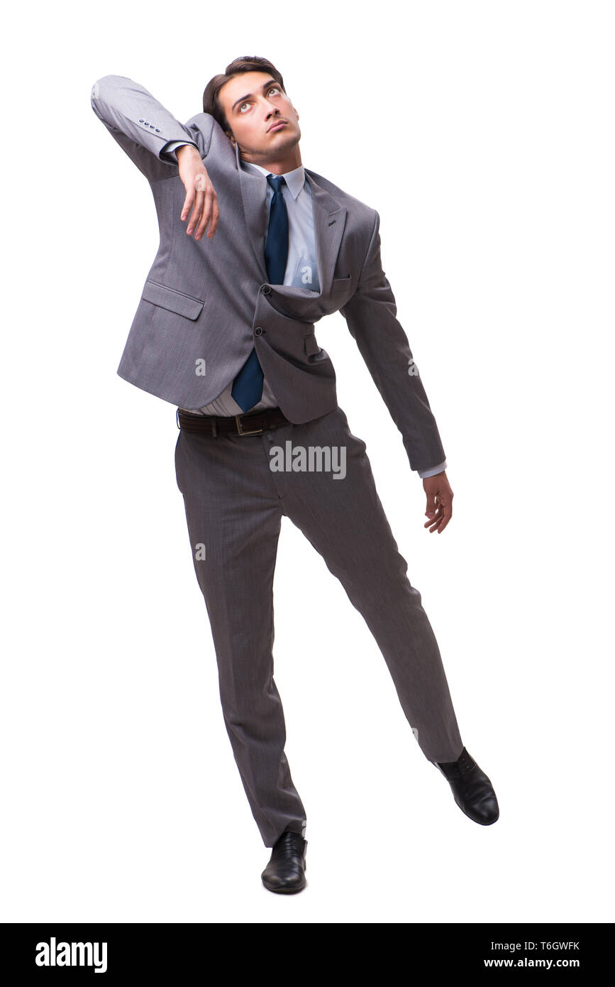 Young puppet businessman isolated on white background Stock Photo - Alamy