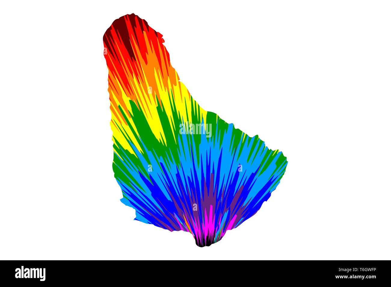 Barbados - map is designed rainbow abstract colorful pattern, Barbados ...
