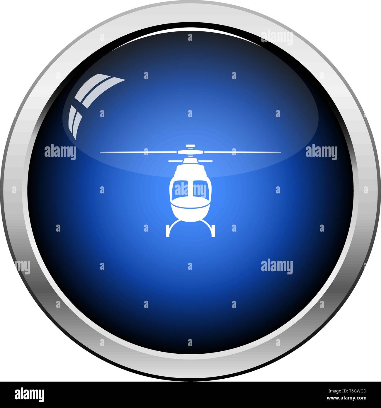 Helicopter icon front view. Glossy Button Design. Vector Illustration ...