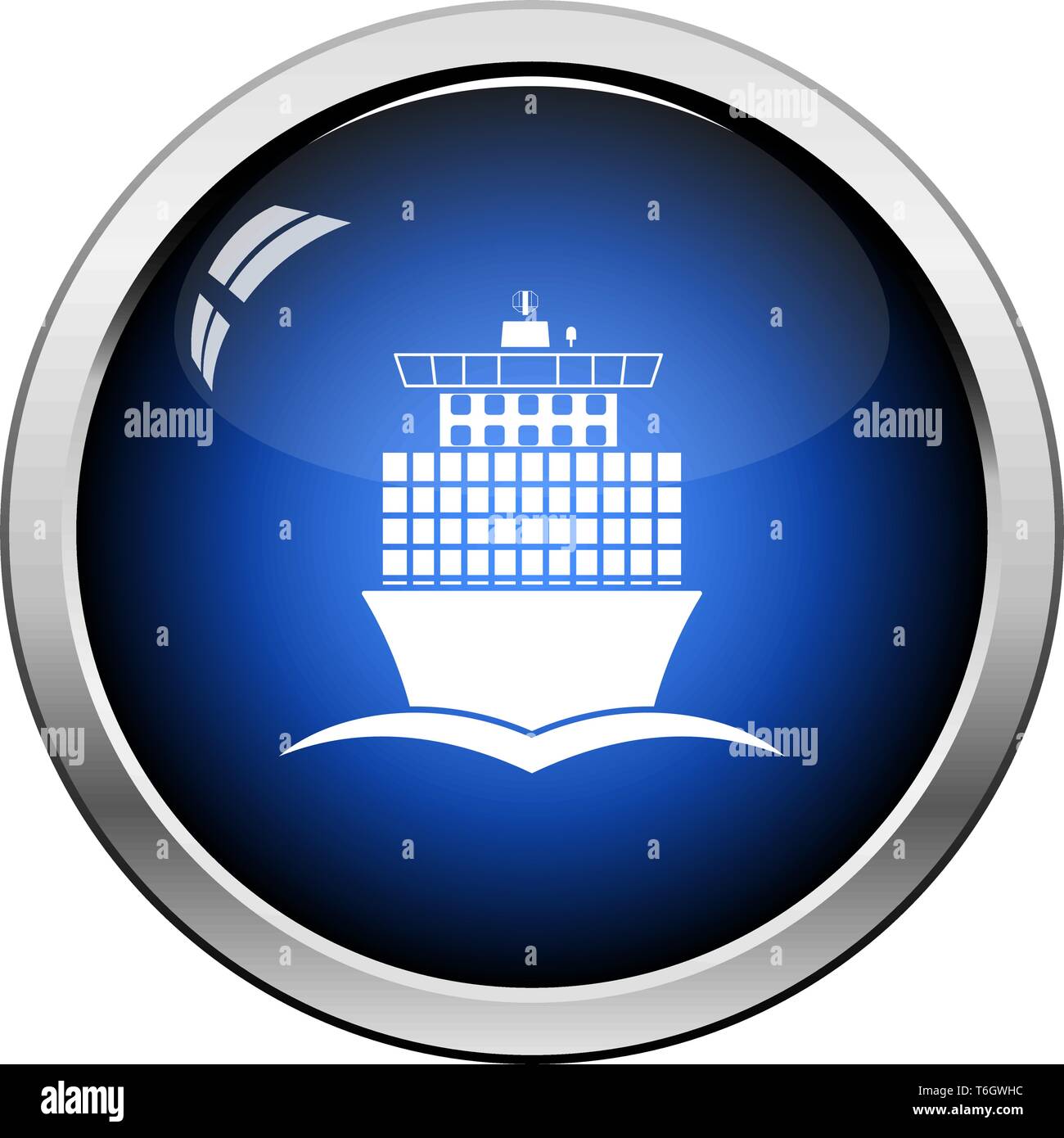 Container ship icon front view. Glossy Button Design. Vector ...