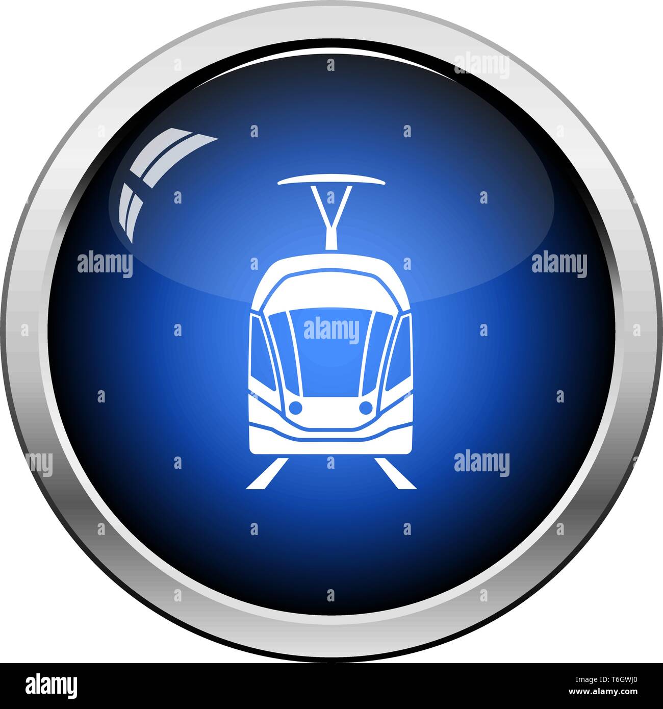 Tram icon front view. Glossy Button Design. Vector Illustration Stock ...