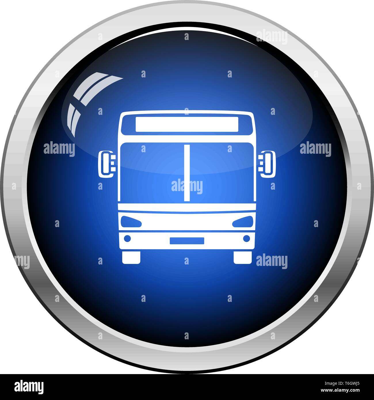 City bus icon front view. Glossy Button Design. Vector Illustration ...