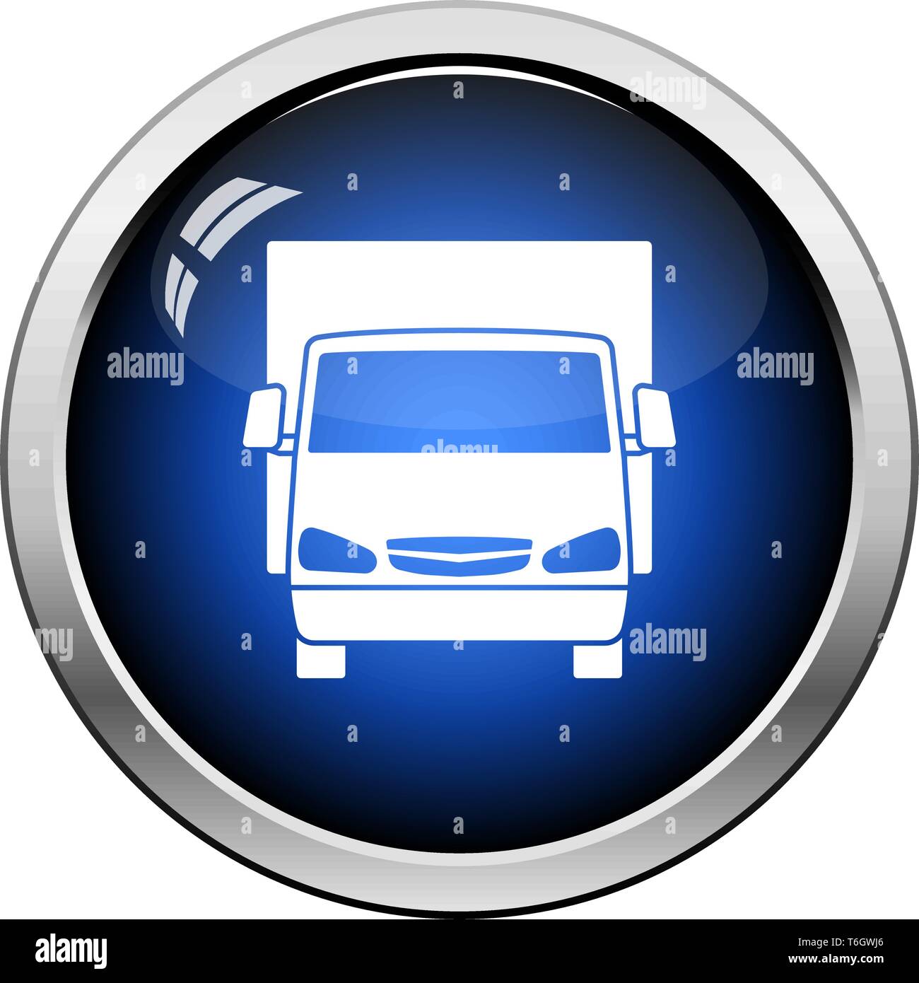 Van truck icon front view. Glossy Button Design. Vector Illustration ...