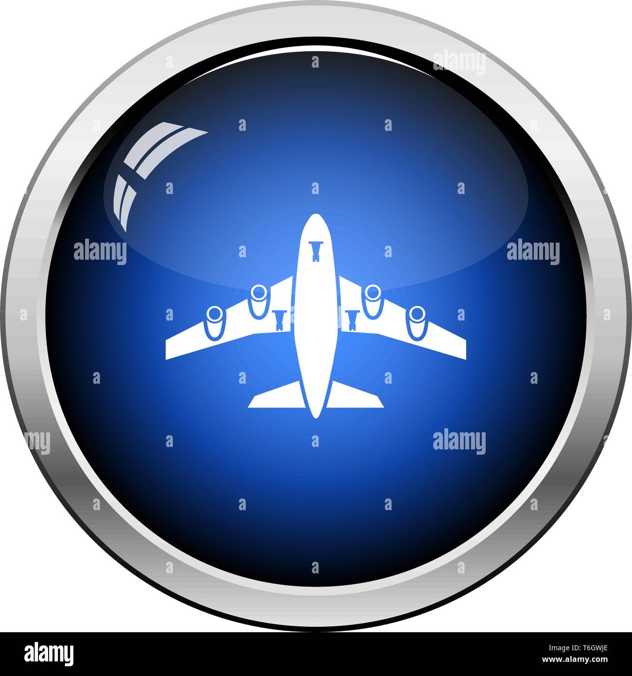 Airplane takeoff icon front view. Glossy Button Design. Vector ...