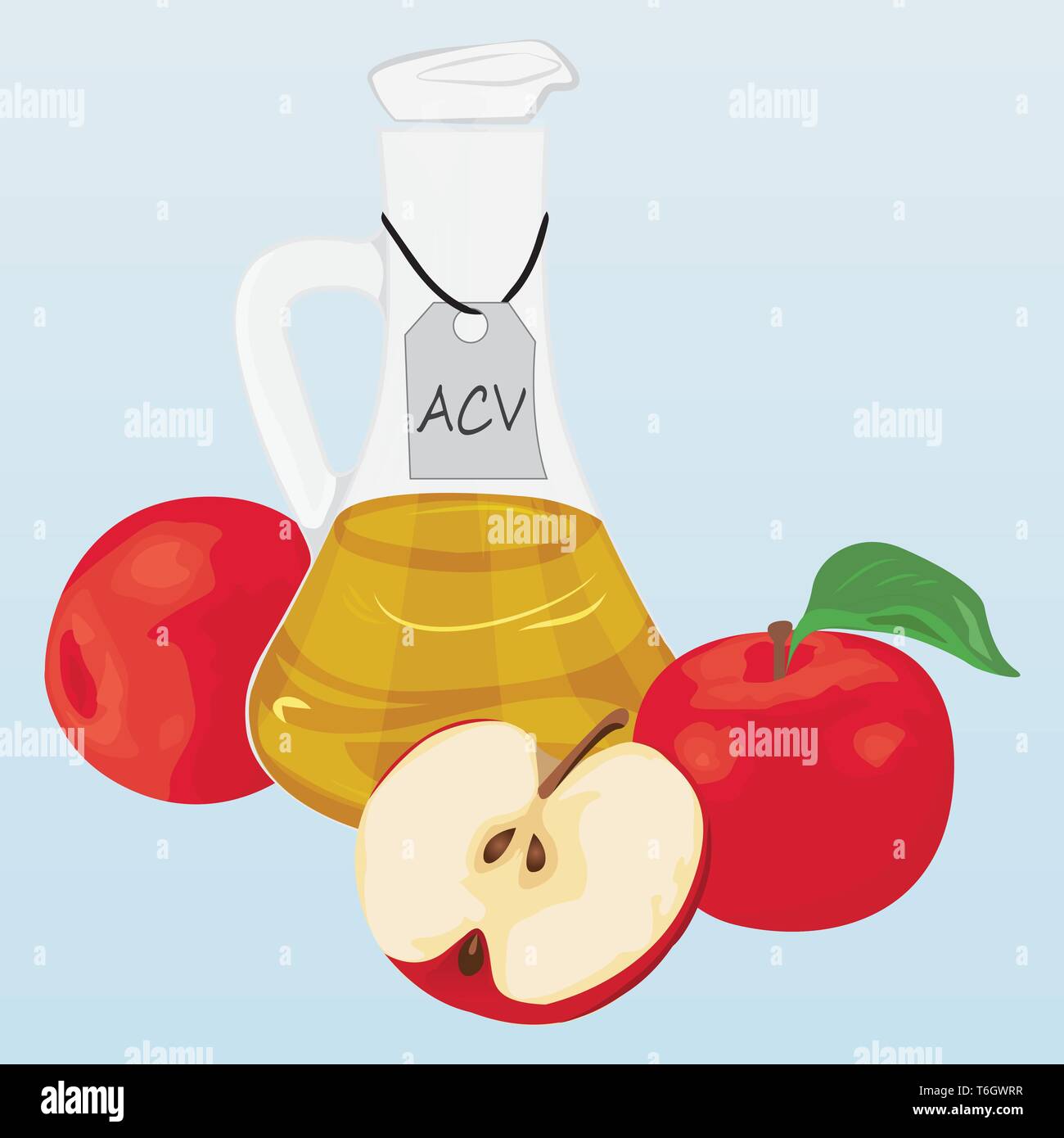 Apple cider vinegar and apple vector illustration Stock Vector Image ...