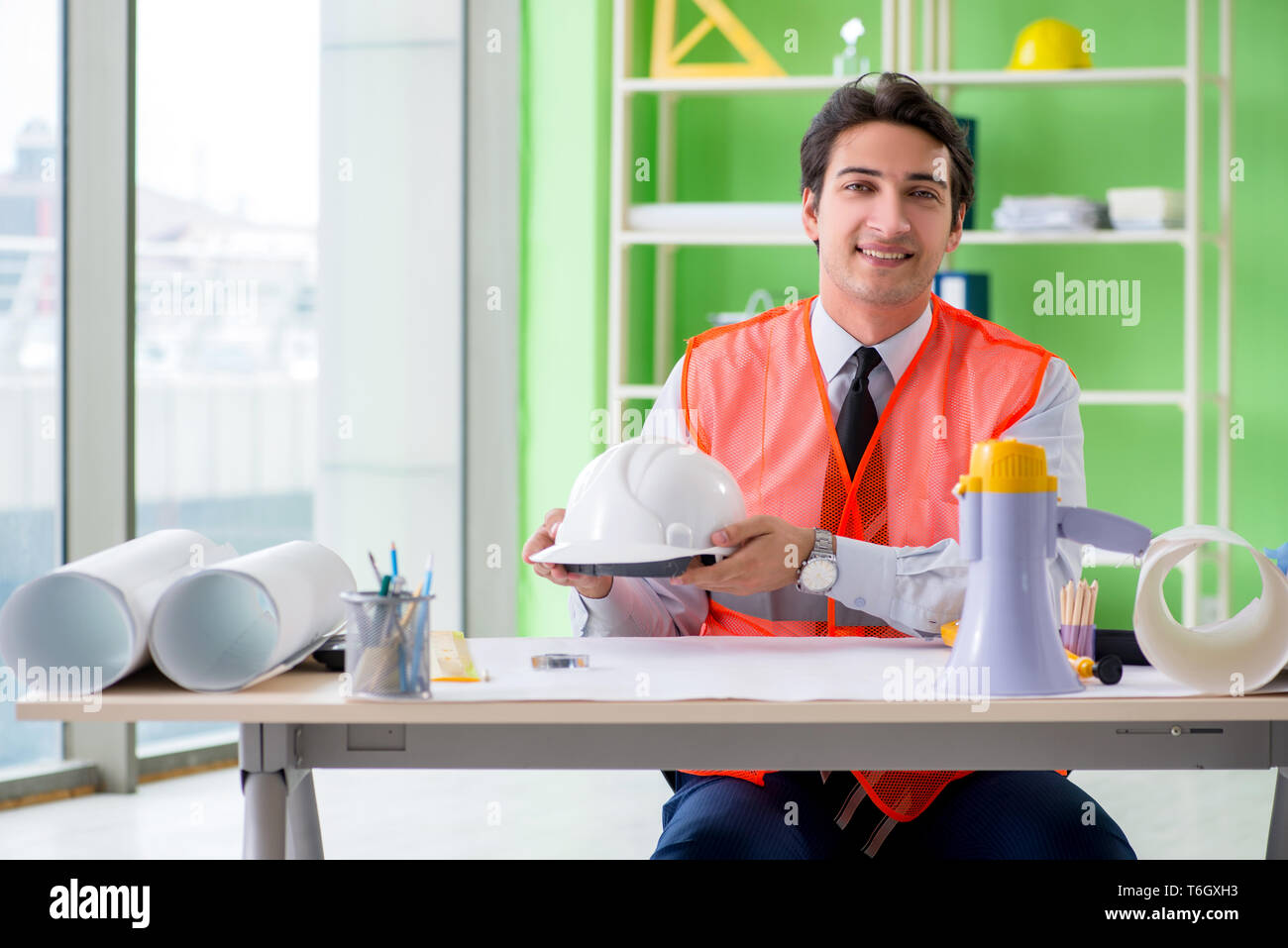 Man architect working on the project Stock Photo - Alamy