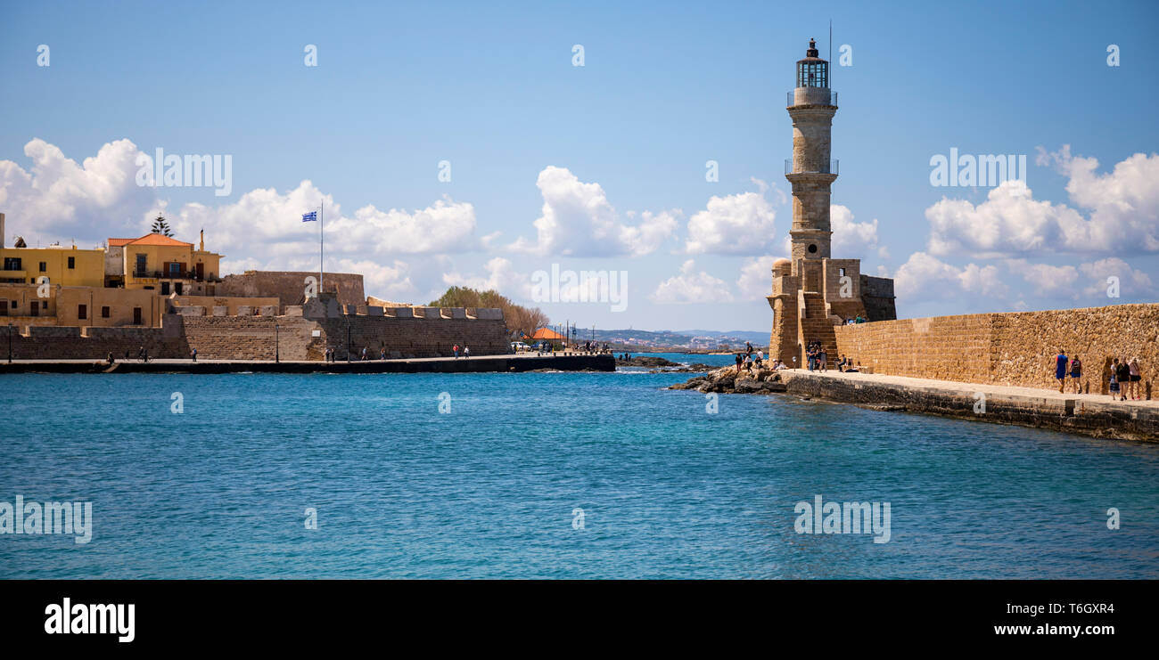 The Old Venetian Harbour in Chania, Crete Stock Photo - Alamy