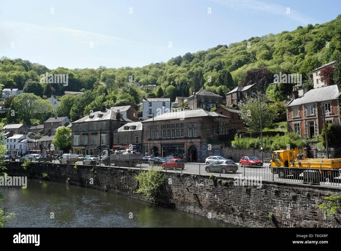 Matlock Bath, Inland resort, Derbyshire England UK. Busy main road in ...