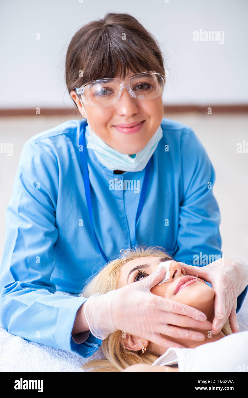 Woman getting ready for plastic surgery Stock Photo - Alamy