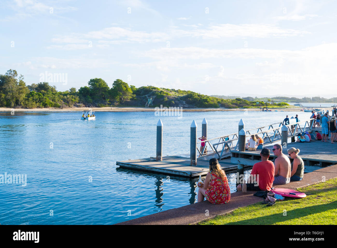 Forster, NSW, Australia-April 20, 2019: People enjoying the sunny ...