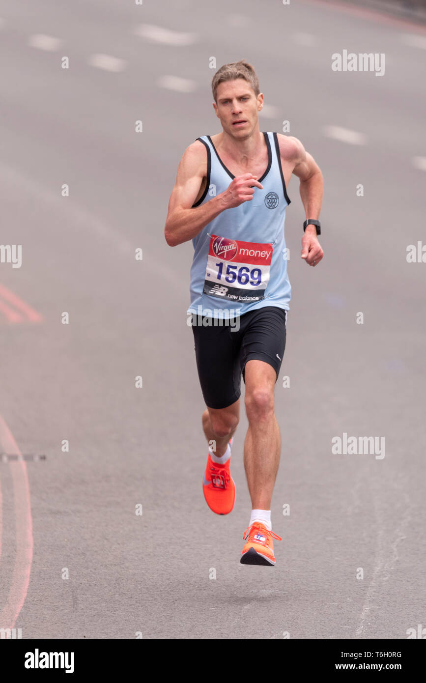 Ben Shearer 1569 racing at the Virgin Money London Marathon 2019, UK ...