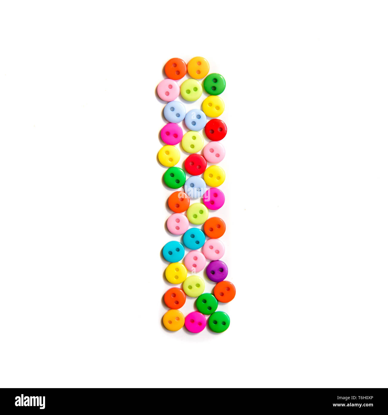 Letter I of the English alphabet from a group of colorful small buttons ...