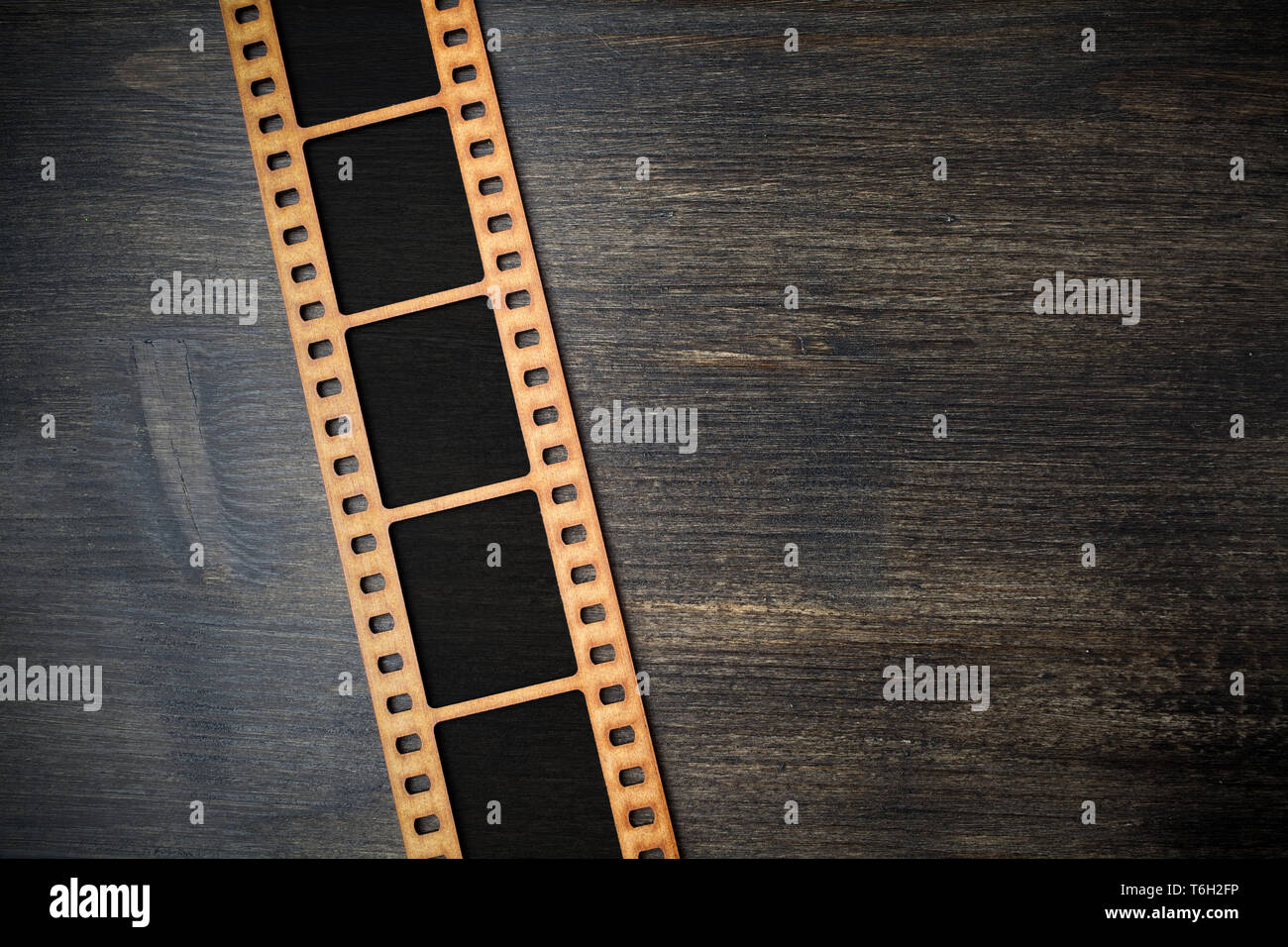 top view of instant photo frame on wooden background. Top view Stock ...