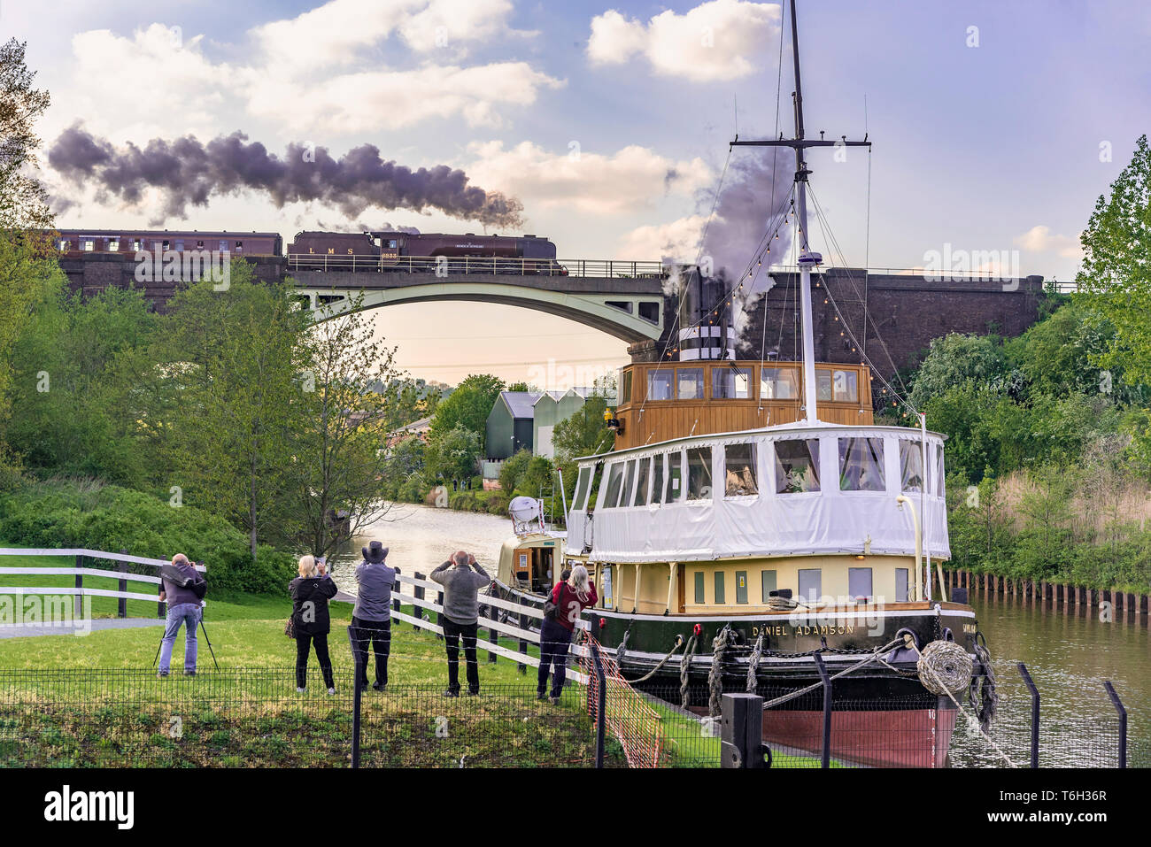 Duchess of Sutherland steam locomotive pictured crossing the river ...