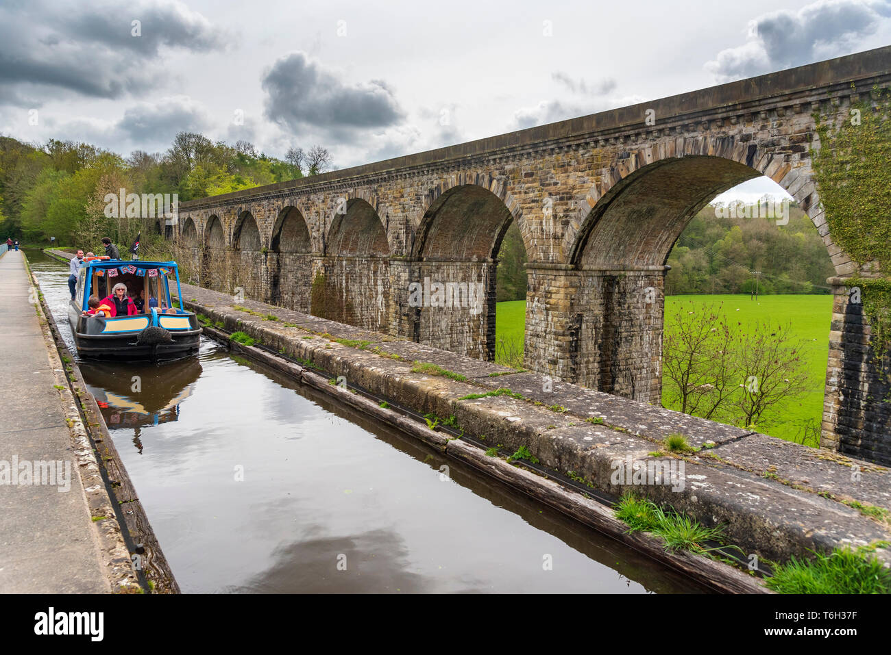 The Chirk aqueduct and railway viaduct over the Ceiriog valley North ...