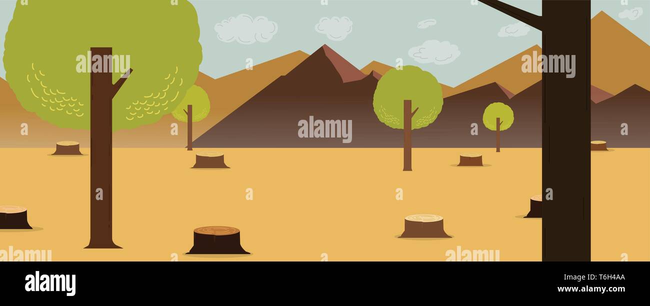 Cartoon nature deforest design with mountains and sky background.vector ...