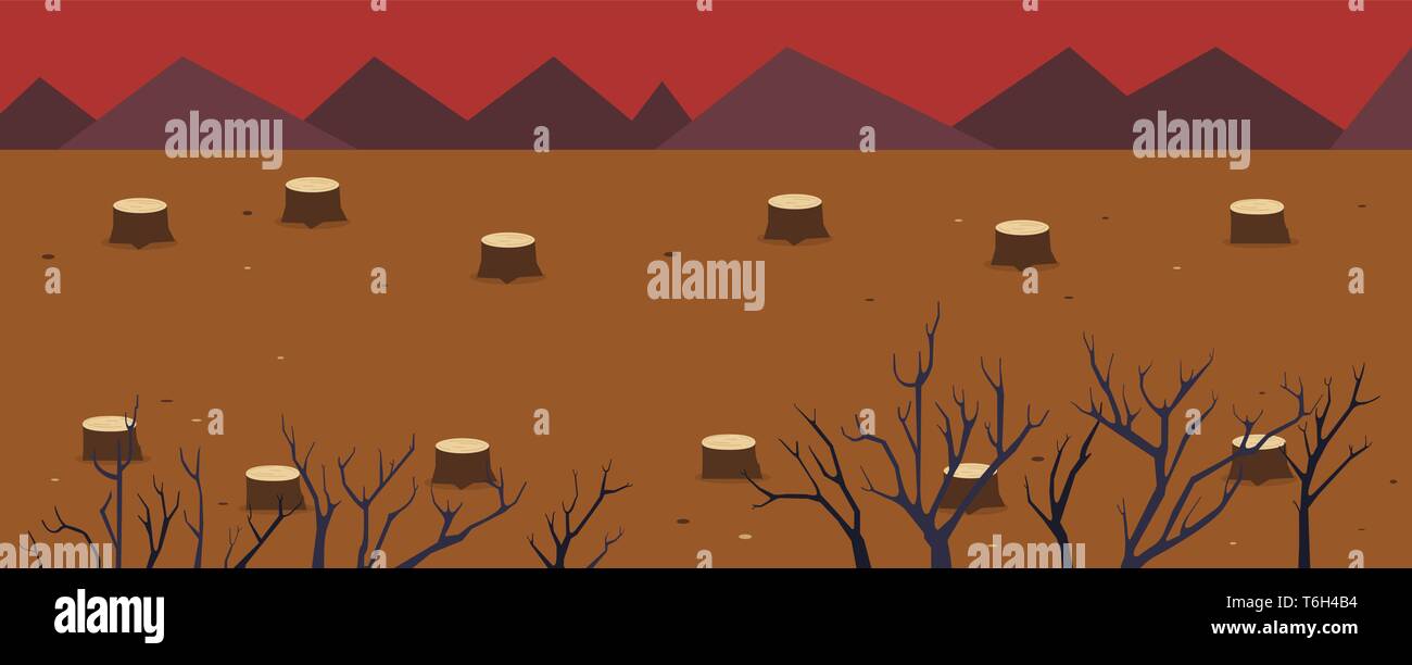 Nature landscape is destroyed vector illustration.Deforest concept ...