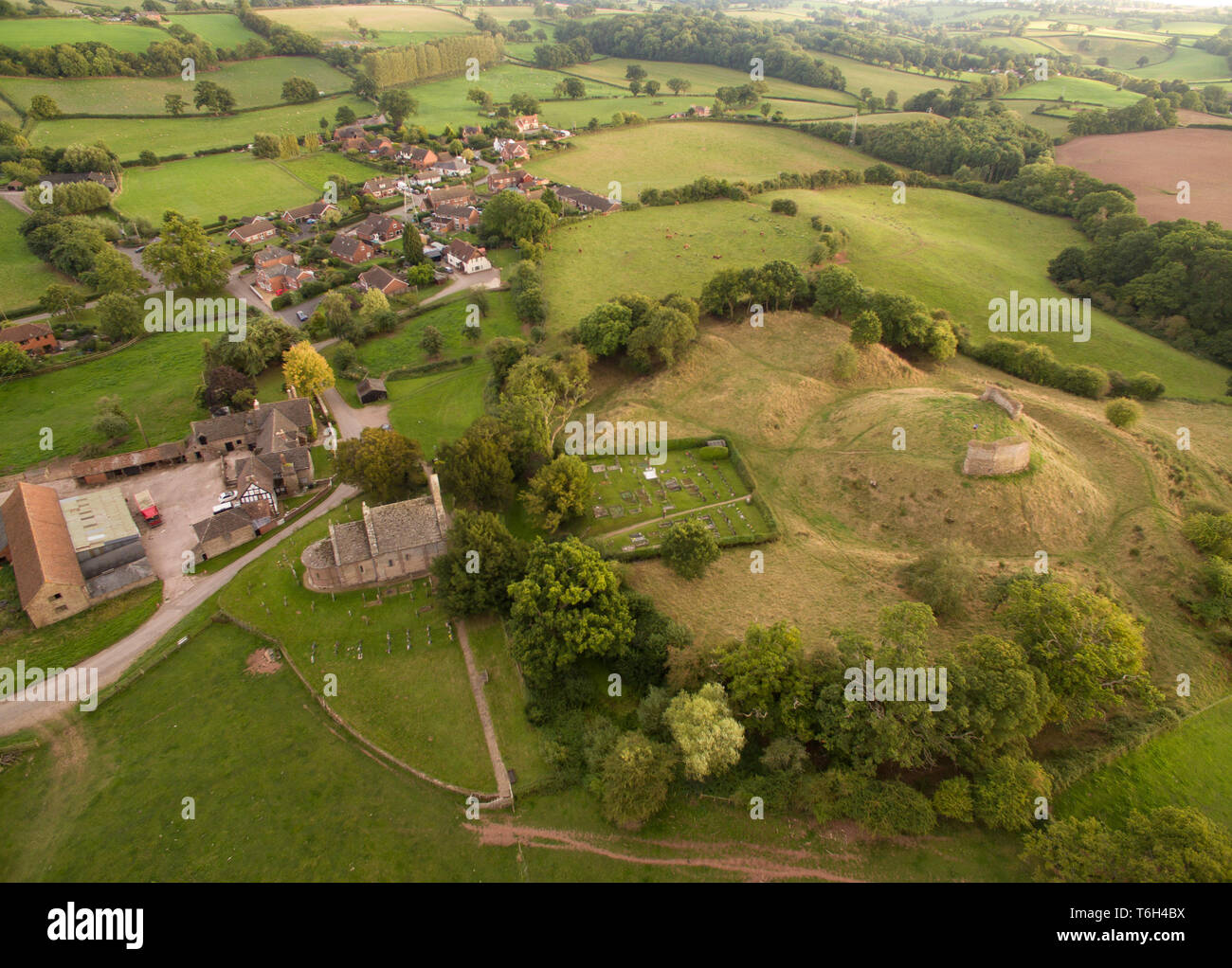 Aerial oblique view of the famous Norman Kilpeck Church and Norman ...