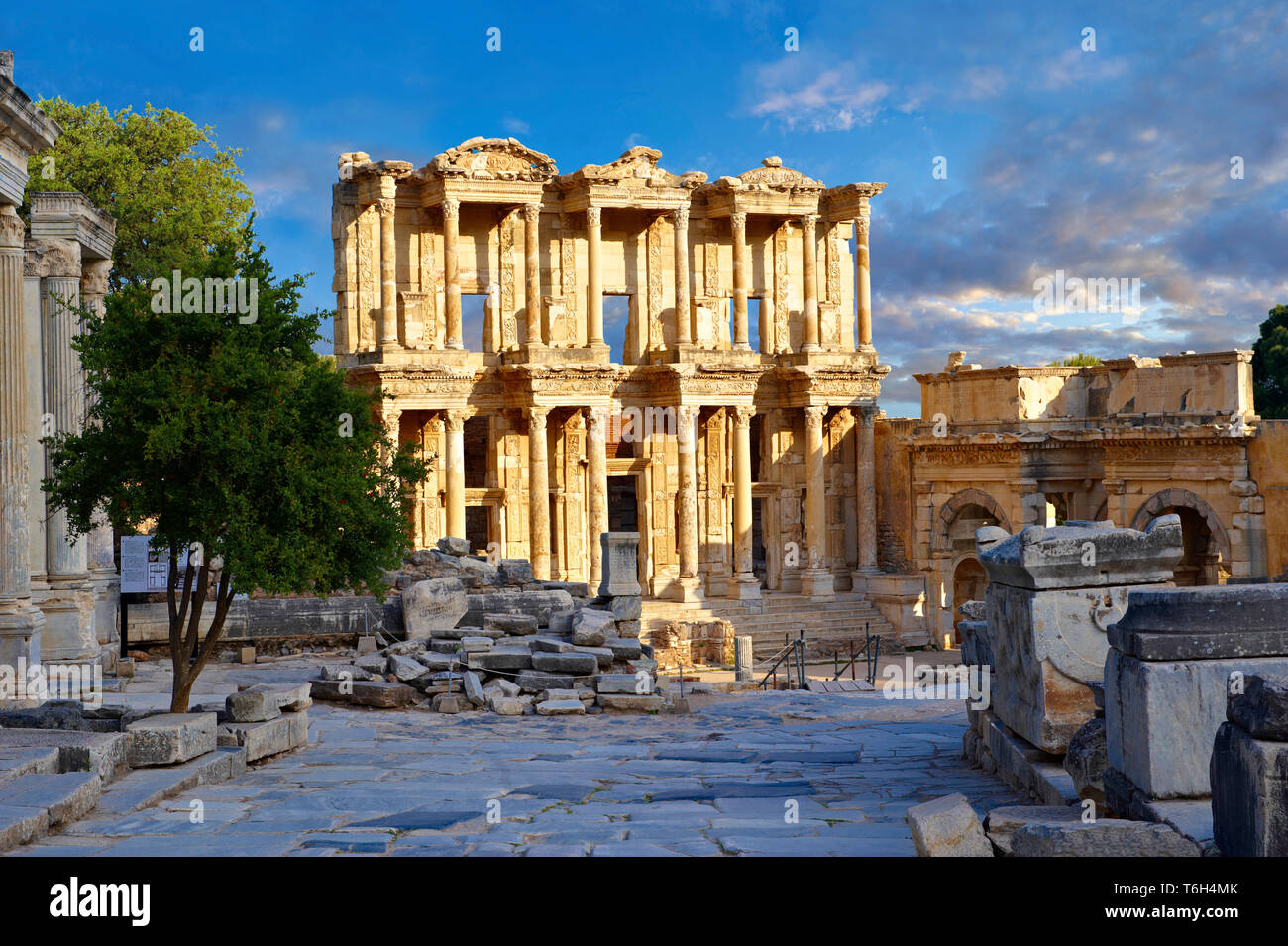 The ancient Library of Celsus , a Roman building ruins in Ephesus ...