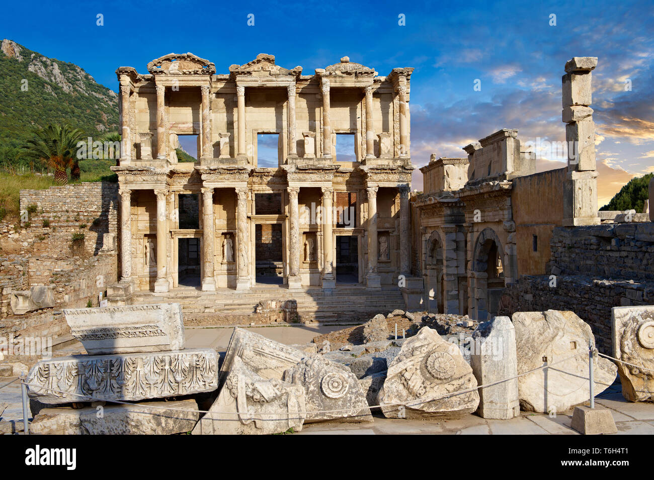 The ancient Library of Celsus , a Roman building ruins in Ephesus ...